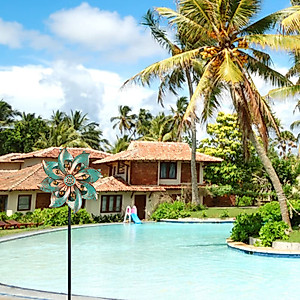 VEWOGARDEN Garden Decor Wind Spinners, Small Waterproof Metal Pinwheels Wind Spinner for Yard and Garden 37 * 10inches (Double blade)