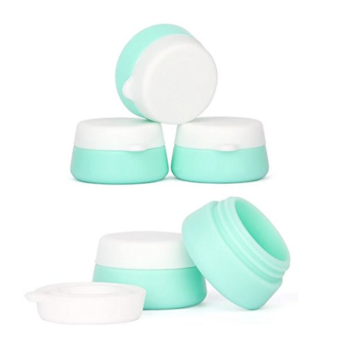 BlueSunshine Silicone Cosmetic Containers Cream Jar with Sealed Lids, 3 Pieces - Food Grade Silicone - BPA Free - Great for Travel, Home and Outdoor (10ml Cream Jars)