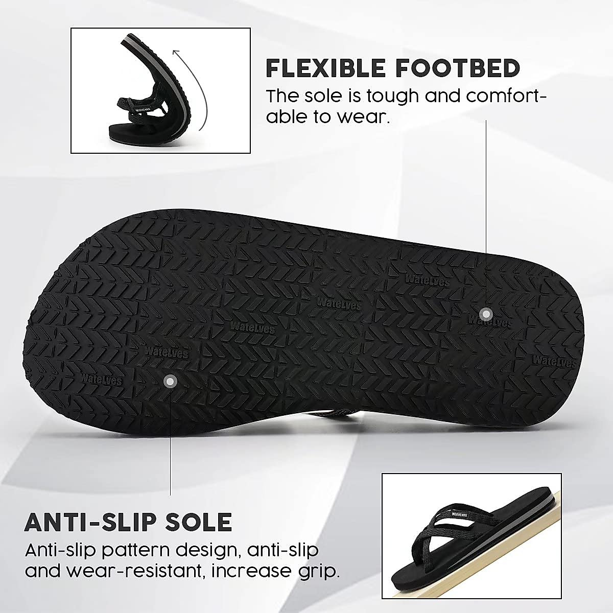 Womens-Flip-Flops Casual Comfortable thong Sandals with Cross Webbing Yoga-Mat Light-Weight Beach-shoes Walking-Travel Indoor-Outdoor(Black-40)