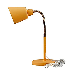 Novogratz x Globe 56083 16" Desk Lamp, Matte Orange, Adjustable Brass Gooseneck, in-Line On/Off Rocker Switch, Home Office Accessories, Desk Lamps for Home Office, Home Décor, Adjustable Lamp