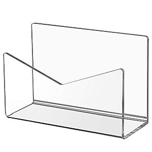 KTRIO Acrylic Mail Holder Mail Organizer Countertop, Letter Holder for Desk 6x2.5x4 Inches Envelope Holder Mail Sorter Stand for Home Office School