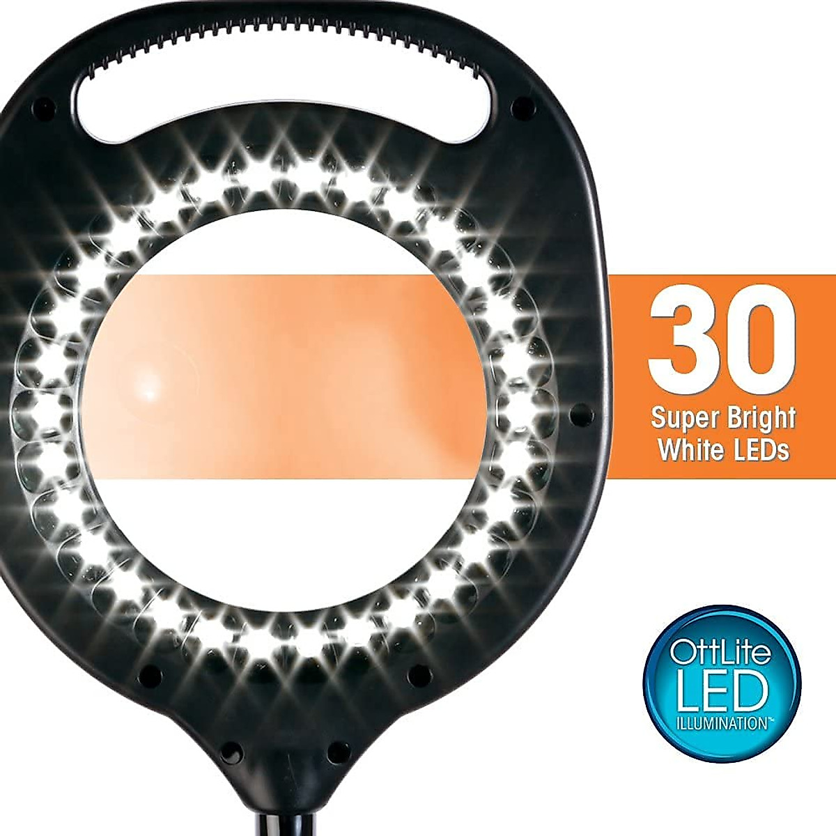 OttLite 2-in-1 LED Magnifier Floor and Table Light | Task Lamp, Craft Lamp | 2X Optical Grade Magnifier, 4X Spot Magnifier, Natural Daylight LEDs | Home, Office, Workshop, Dorm