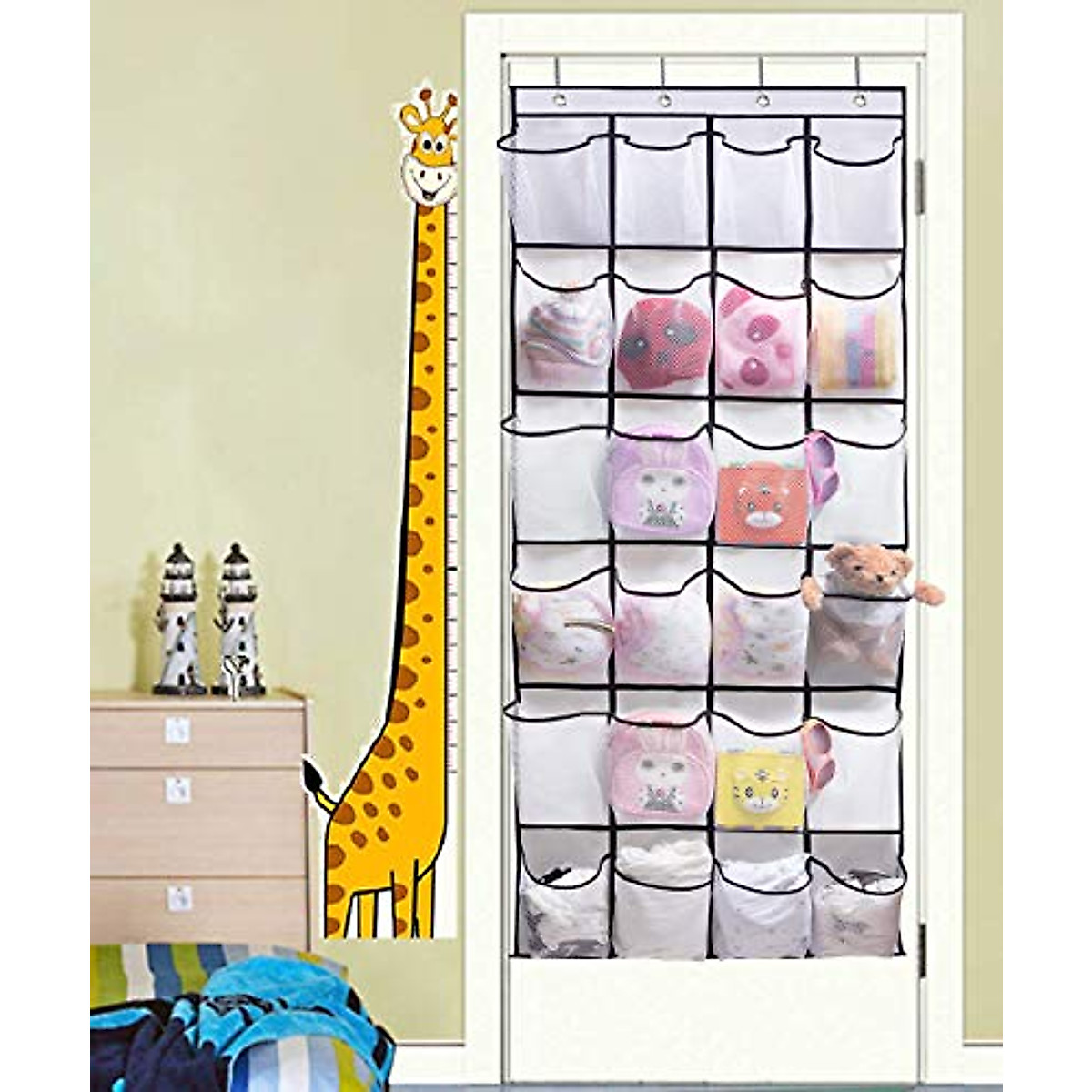 KIMBORA 2 Pack Over the Door Shoe Organizer 24 Large Mesh Pockets Hanging Shoe Holder Rack for Closet (white)