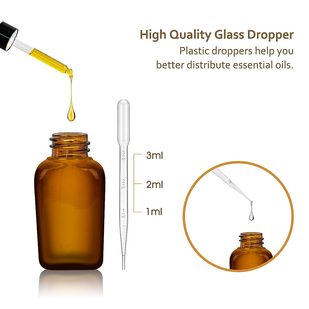 4Pack Dropper Bottles with Dropper 1.7 oz Glass Tincture Bottles with 1 Funnel & 4 Labels 50ml Thick Amber Leakproof Essential Oils Bottles Eye Dropper Bottles for Storage and Travel