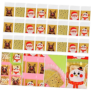 Cabilock 400pcs Baking Plastic Self-adhesive Bag Self Adhesive Biscuit Bag Christmas Treat Bags Cookie Gift Bags Plastic Packaging Bags Bake Bag Candy Bag Cookie Bag Elder or Baking Bag Red