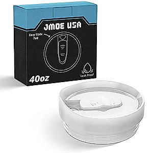 Jmoe USA 40oz & 64oz Sliding Lid for Stanley Adventure Quencher H2.0 Flowstate Tumblers With Handle | Leakproof & Spillproof | Made of BPA and Food-Grade Materials | Dishwasher Safe (White, 1-Pack)