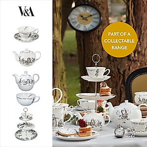 Victoria & Albert Alice in Wonderland Espresso Cup and Saucer, 1 Count (Pack of 1), White