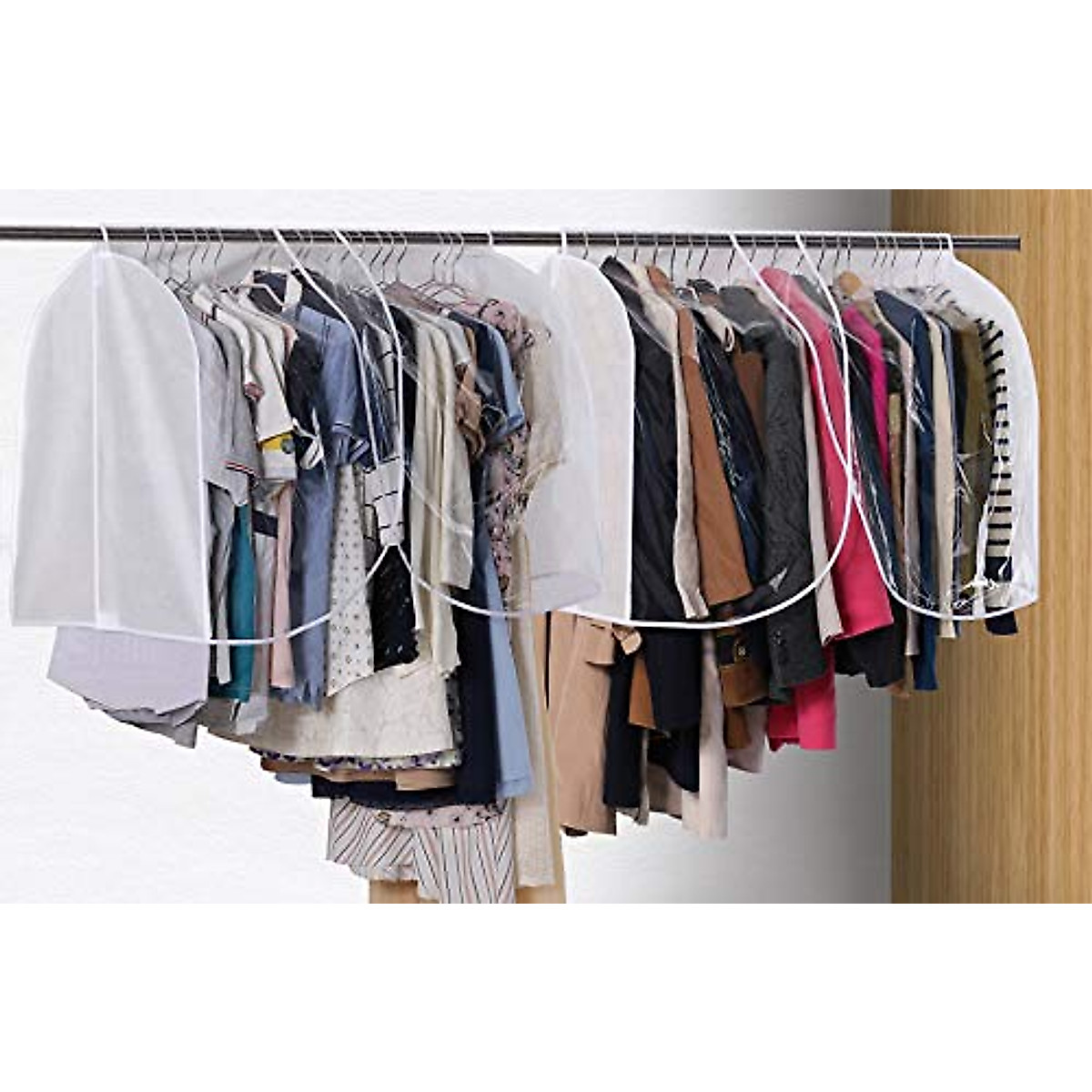 SLEEPING LAMB Extra Large Hanging Garment Rack Cover Storage with Clear PVC Window Dust Shoulder Cover Clothes Dress Suits Coat Protectors for Closet, 2 Packs, White