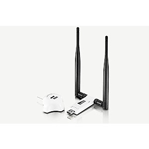 Netis Wireless N 300Mbps Long-Range USB Adapter with Two 5dBi Antennas and USB 2.0 Cradle (WF-2116), 300 Mbps High Gain