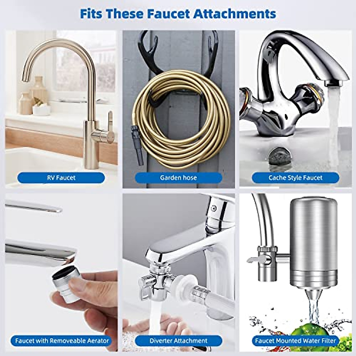 iFealClear 8 PCS Faucet Adapter Kit, Brass Sink Aerator Adapters, Male Female Kitchen Sink Faucet Adapters Connect to Water Filter, Garden Hose, G1/2 Shower Hose For Bathroom, Kitchen