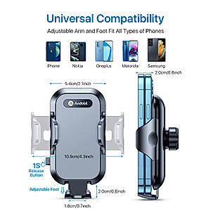 andobil Cell Phone Holder for Car [Powerful Suction][Bumps Friendly] Universal 3in1 Phone Mount for Car Dashboard Windshield Air Vent Compatible with iPhone 14/13/12, Samsung S22 All Phones
