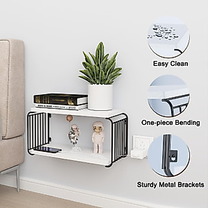 MXCSE Floating Nightstand Shelves – Modern Night Stand for Bedroom, Floating Nightstand, Durable Floating Shelf for Books, Nightstand Bedside Table, Mid Century Wall Shelves Nightstand (1, White)