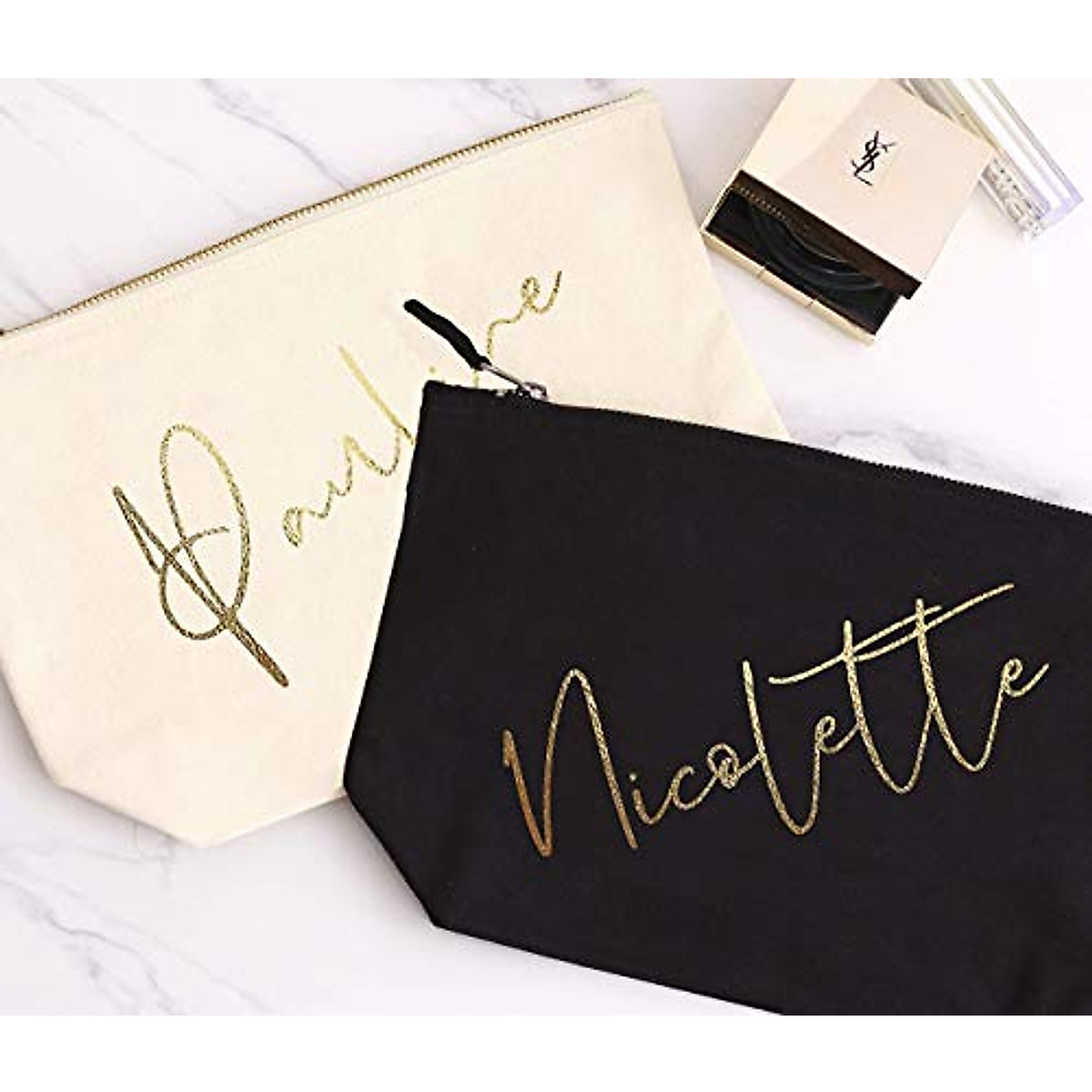 Bridesmaids Makeup Bags Bridesmaids Gift Idea Bridal Party Cosmetic Bags Gifts Maid of Honor Bags Bridesmaid Canvas Personalized Makeup Bags