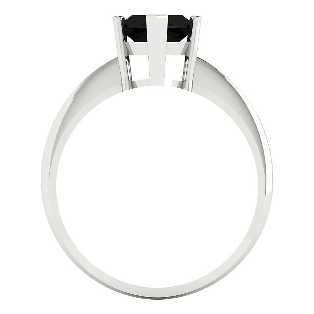 2.50 ct Marquise Cut Solitaire Genuine Natural Black Onyx Wedding Bridal Designer Anniversary Engagement Ring 14k White Gold 9