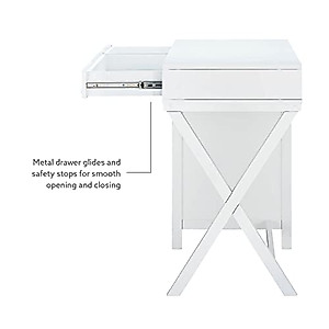 Linon White Modern Classic Side Storage Sadie Desk