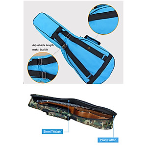 HOT SEAL Waterproof Durable Colorful Ukulele Cotton Case Bag with Storage (21in, light blue)