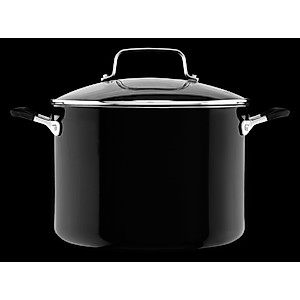 KitchenAid Aluminum Nonstick 8.0 quart Stockpot with Lid - Onyx Black, Medium
