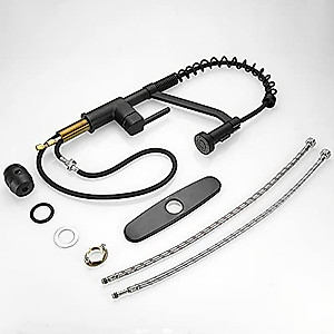 OWOFAN Black Kitchen Faucets with Pull Down Sprayer Industrial Single Handle One Hole Or 3 Hole Faucet for Farmhouse Camper Laundry Utility Rv Wet Bar Sinks