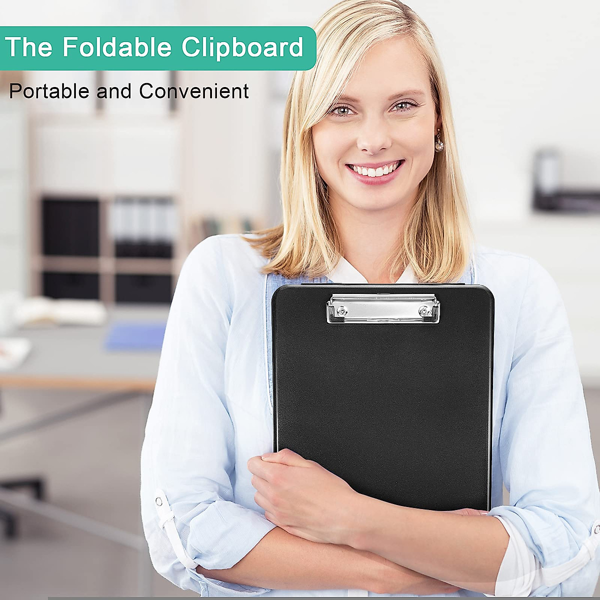 4 Pieces Clipboard with Storage Plastic Storage Clipboard Nursing Clipboard Foldable Clip Board with Low Profile Clip for Student Teacher Nurse Employee, Letter Size 9.5 x 13.5 Inch