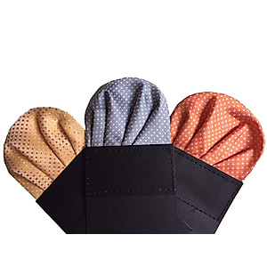 PreFolded Pocket Squares for Men On Card Polka dots Polyester Stain 8 Pieces