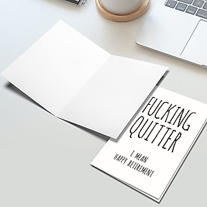 Ogeby Funny Retirement Card for Coworker Colleague Friend, Humor Retiring Card Gift for Him Her, Fucking Quitter I Mean Happy Retirement