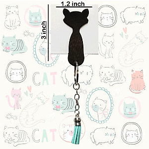 ARCORP Wooden Cat Key Holder for Wall with Four Cute Keychains, Mounting Hardware - Decorative Handcrafted Cat Puzzle Key Organizer and Home Decor - Eco-Friendly Wood Key Hanger