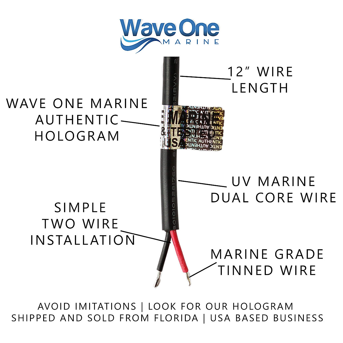 Wave One Marine | Hi-Lumen LED Spreader Light | IP68 Waterproof Boat Deck Flood Beam | Bright 2000+ Lumen Output for Night Fishing (Black Housing)