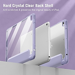 Fintie Hybrid Slim Case for iPad Mini 5th Generation 2019 / iPad Mini 4 (7.9 Inch) - [Built-in Pencil Holder] Shockproof Cover with Clear Transparent Back Shell, Lilac Purple