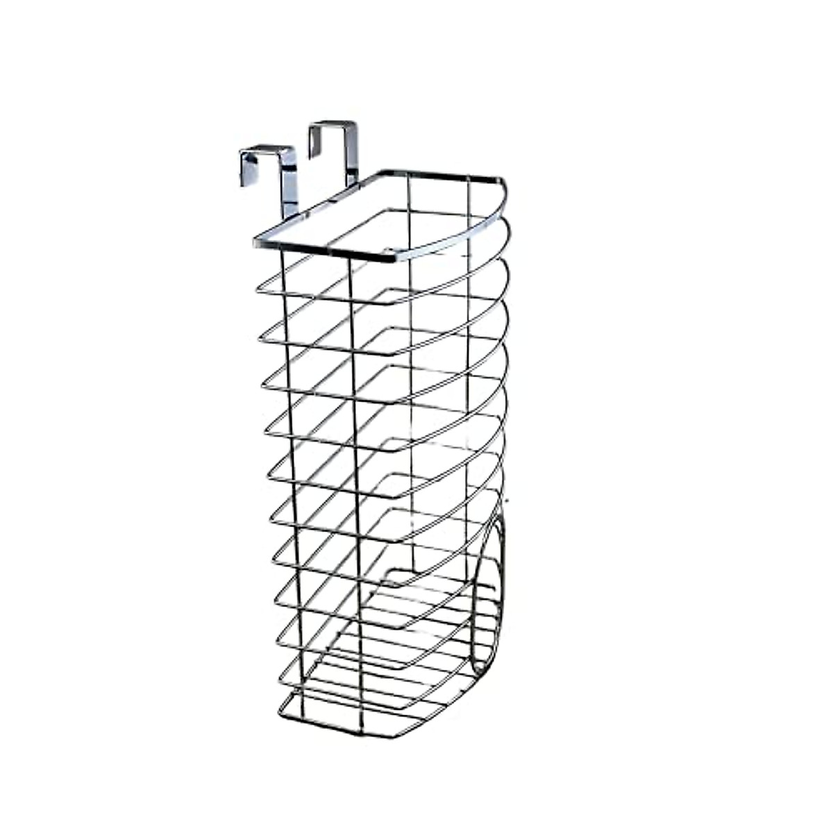 Dependable Industries Over the Cabinet Grocery Bag Holder Dispenser Basket Garbage Bag Rack Kitchen Storage Chrome