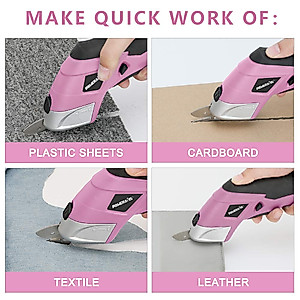 Electric Scissors Fabric Cutter-POWERAXIS Rechargeable Cordless Power Fabric Shears Scissors Cutting Tool with 3 Spare Cutting Blades for Cutting Fabric,Leather,Carpet and Cardboard