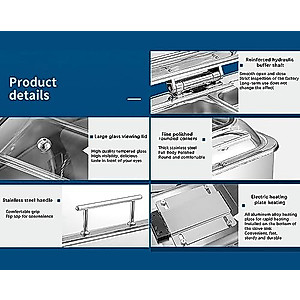 Electric Buffet Server,Food Warmer Tray, Adjustable Temperature, Portable Chafing Dish, Catering Buffet Serving Tray,Stainless Steel Material, 1 Slot, 2 Slots,Optional doublegrid Square6L