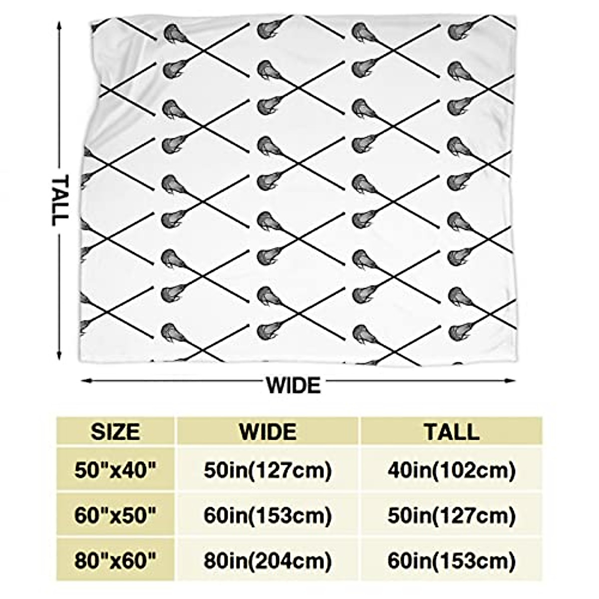 Fluffy Throw Blanket Warm Ultra-Soft Micro Fleece Blanket Luxury Blanket Throws Cozy Crossed Lacrosse Sticks Pattern Travel Throw Blanket