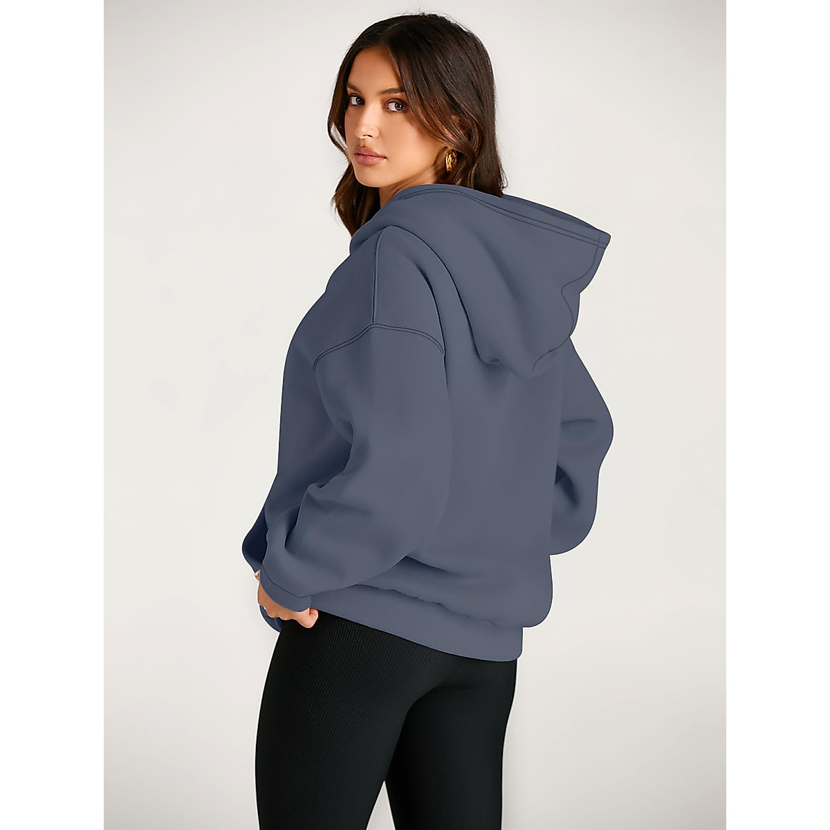 Trendy Queen Oversized Hoodies for Women Cute Sweatshirts Fleece Jackets Long Sleeve Sweaters Loose Casual Pullover Fall Fashion 2024 Winter Y2k Clothes Teen Girls Dusty Blue