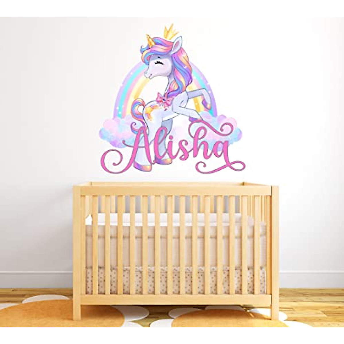 Unicorn Wall Decal - Custom Name Wall Decals - Magic Rainbow Wall Art Sticker - Nursery Wall Decor - Personalized Mural Kids Girls Bedroom