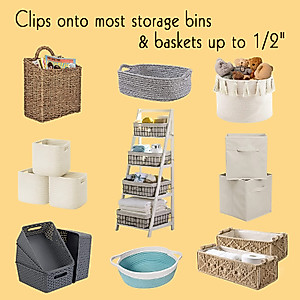 18 Pack Metal Pantry Baskets Labels Clips On for Storage Bins with 4 White Chalk Markers, Organization and Storage Baskets Labels Clips, Kitchen Bins Tags Chalkboard Labels for Baskets