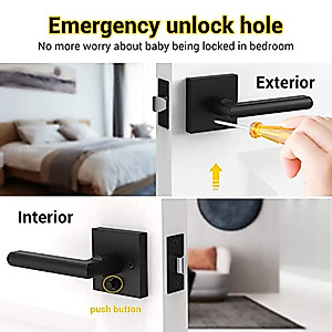 Ohuhu Door Handle, Matte Black Door Knob, Door Handles, Bedroom Door Lock, Door Lever with Modern Contemporary Slim Square Design for Home Bathroom Privacy in Satin Zinc