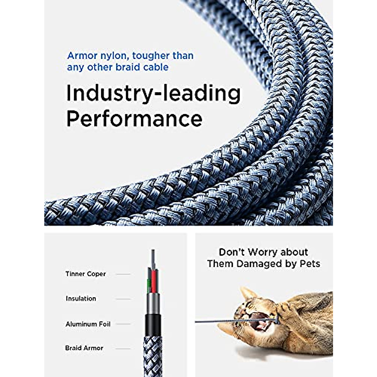 LISEN MFi Certified iPhone Charger Cable (6.6ft), [Never Rupture] Lightning Cable 2.4A Fast Charging iPhone Cord Compatible with iPhone 11 Pro/Xs Max/XR/XS/X/8/8 Plus/7/6/6 Plus/SE/5/5S