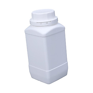 shamjina Large Mouth Square Bottle Chemical Storage Bottles 1L Hdpe with Inner Cover with Lid Sealing Liquid Storage for Home Classroom, White, with White Cap