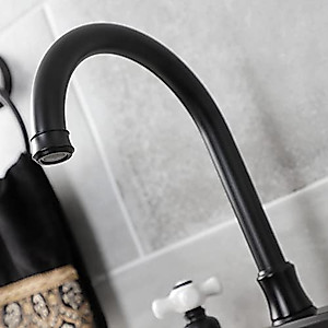 Kingston Brass FB7790PXSP Victorian 8-Inch Centerset Kitchen Faucet with Sprayer, Matte Black