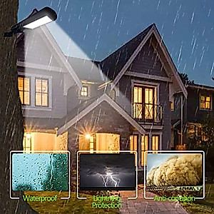 Gloriy Solar Street Lights Outdoor Remote Control Solar Parking Lot Lights 3 Light Mode 96LED Solar Street Pole Light Motion Light for Patio,Path,Yard(4Pack), Black