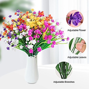 10pcs Artificial Fake Flowers, Plastic Flowers for Outdoors Decoration, UV Resistant Faux Flowers Shrubs, Artificial Plants for Indoor Outside Garden Home Wedding Farmhouse