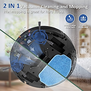 Robot Vacuum and Mop Combo, WiFi/App/Alexa, Robotic Vacuum Cleaner with Schedule, 2 in 1 Mopping Robot Vacuum with Watertank and Dustbin, Self-Charging, Slim, Ideal for Hard Floor, Pet Hair, Carpet