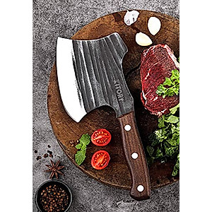 Kitory Frozen Meat Cleaver, Massive Forged Super Heavy Duty Kitchen Axe Knife, Axes Butcher Chopper for big bone and frozen meat -1.68 LB-K2