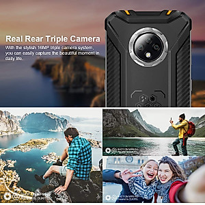 OUKITEL WP8 Pro Rugged Smartphone 6.49 inch Android 10 Unlocked Cell Phones 5000mAh Battery 4GB RAM + 64GB ROM IP68 Waterproof Mobile Phone 4G Dual SIM 16MP Rear Triple Camera NFC Global Version