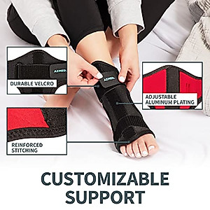 AZMED Plantar Fasciitis Night Splint for Men, Women | Compression Foot Sleeve for Heel, Ankle & Achilles Tendonitis | Adjustable Arch Support Foot Brace for Pain Relief | Light, Breathable