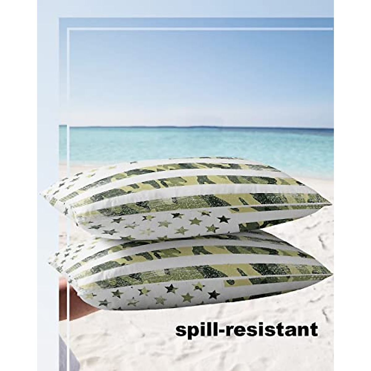 Funnywall88 Waterproof Throw Pillow Covers Set of 2 Camo Couch Pillow Cases Outdoor Sofa Cushion Cover Home Decor for Bed Living Room, 20" x 12"