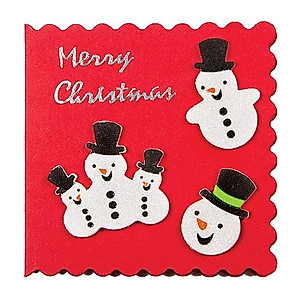 Baker Ross EF408 Snowman Foam Stickers - Pack of 120, Self-Adhesive Puffy Scrapbook Stickers for Kids Arts and Crafts