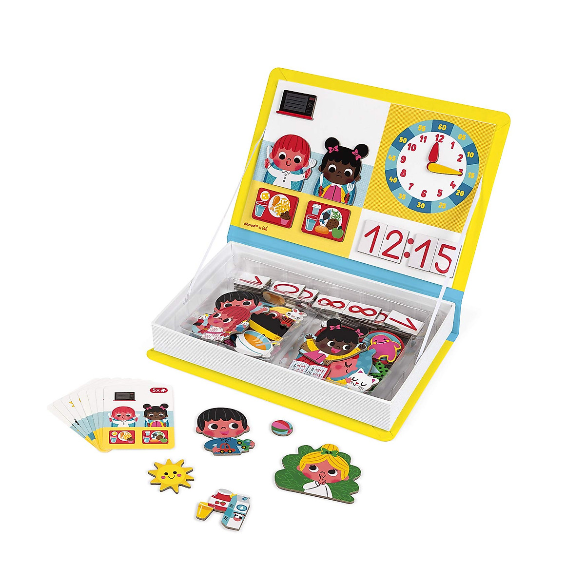 Janod MagnetiBook 94 pc Magnetic Telling Time Game - Ages 3+ - J02724