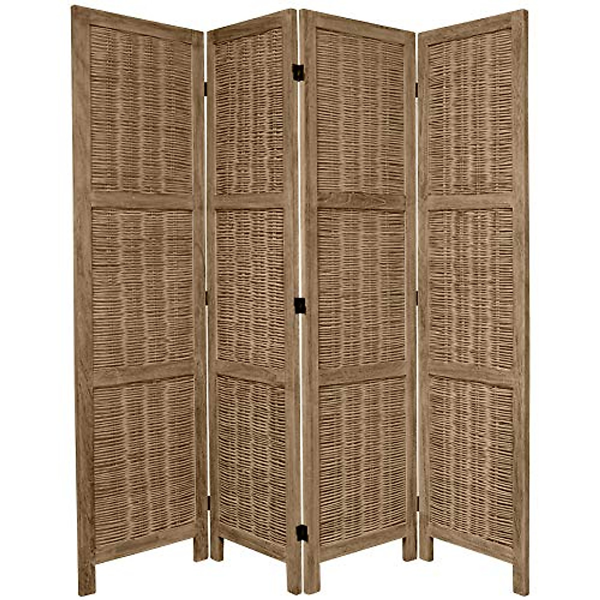 Oriental Furniture 5 1/2 ft. Tall Bamboo Matchstick Woven Room Divider - Burnt Grey - 4 Panel