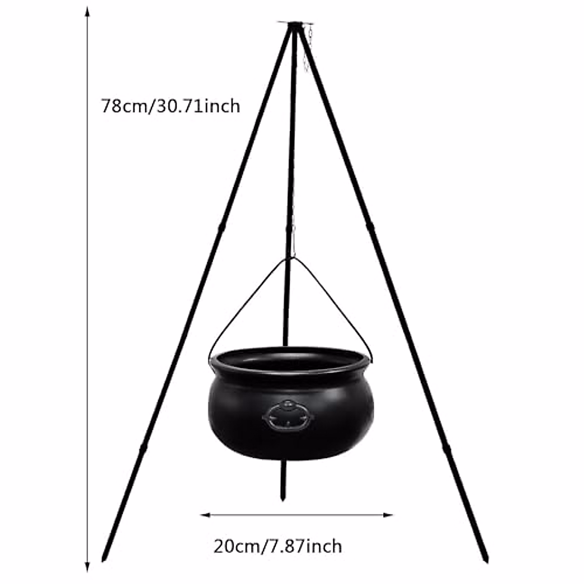 Outdoor Halloween Decorations - Large Witches Cauldron on Tripod with LED Light，Black Plastic Bowl Candy Bucket Halloween Decor for Lawn Garden Yard Home Porch Decorations